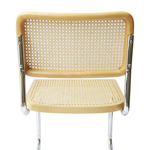 Marcel Breuer Cesca Cane Chrome Side Chair in Natural