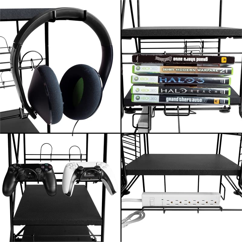Atlantic XL Centipede Gaming Storage & TV Stand w/Double-Wire Steel in Black