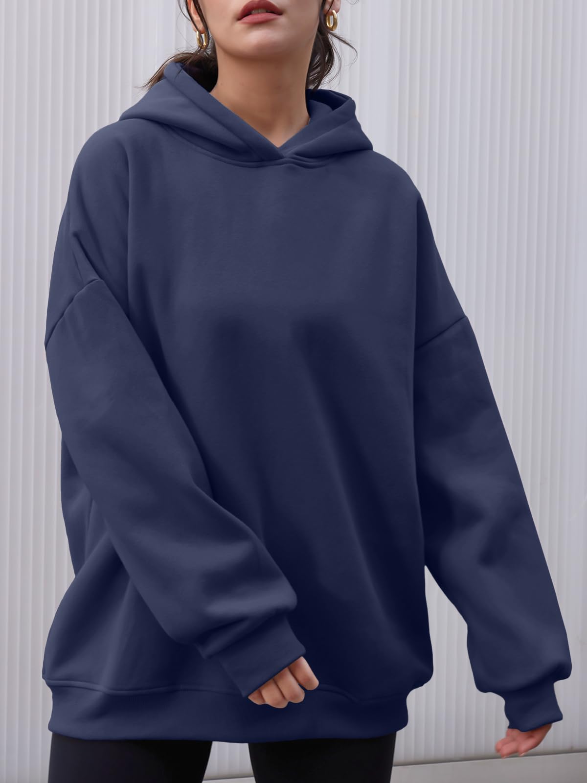 AUTOMET Womens Oversized Hoodies Fleece Sweatshirts Hooded Pullover 2024 Fashion Fall Clothes Trendy Outfits Winter Sweater Navyblue