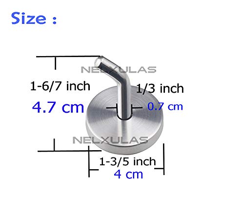 NELXULAS Brushed Stainless Steel Single Heavy Duty Short Nose Screws Wall Mount Hook,Fit for Kitchen,Bedroom,Living Room, Bathroom,Closets and Garage Storage,No Magnetic Mount Function(2", 4 PCS)