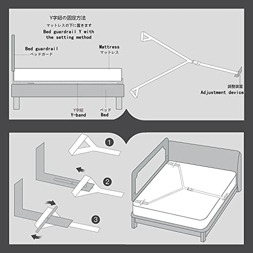 SeseYii Baby Bed Rail with Safety Y-Strap Extra Long Twin Full Queen King Size Infants Toddlers Guardrail with Reinforce Anchor (Grey, 78 inch)