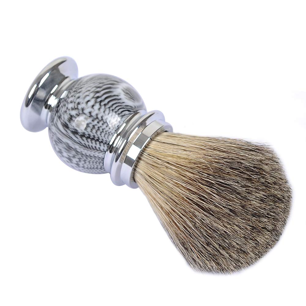 Badger Shaving Brushes, JR Black Badger Brush Hair Knot with Grey Strip Resin Handle Shaving Brushes for Men, Safety Razor, Double Edge Razor, Shaving Razor
