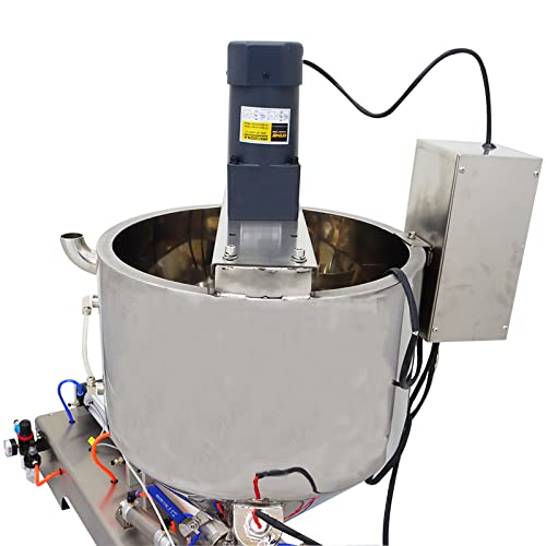 INTBUYING 110V 30-300ml Paste Liquid Heating Mixing Filling Machine with Vertical Stirring Hopper for Cream Shampoo Honey Toothpaste Oil Sauce Butter
