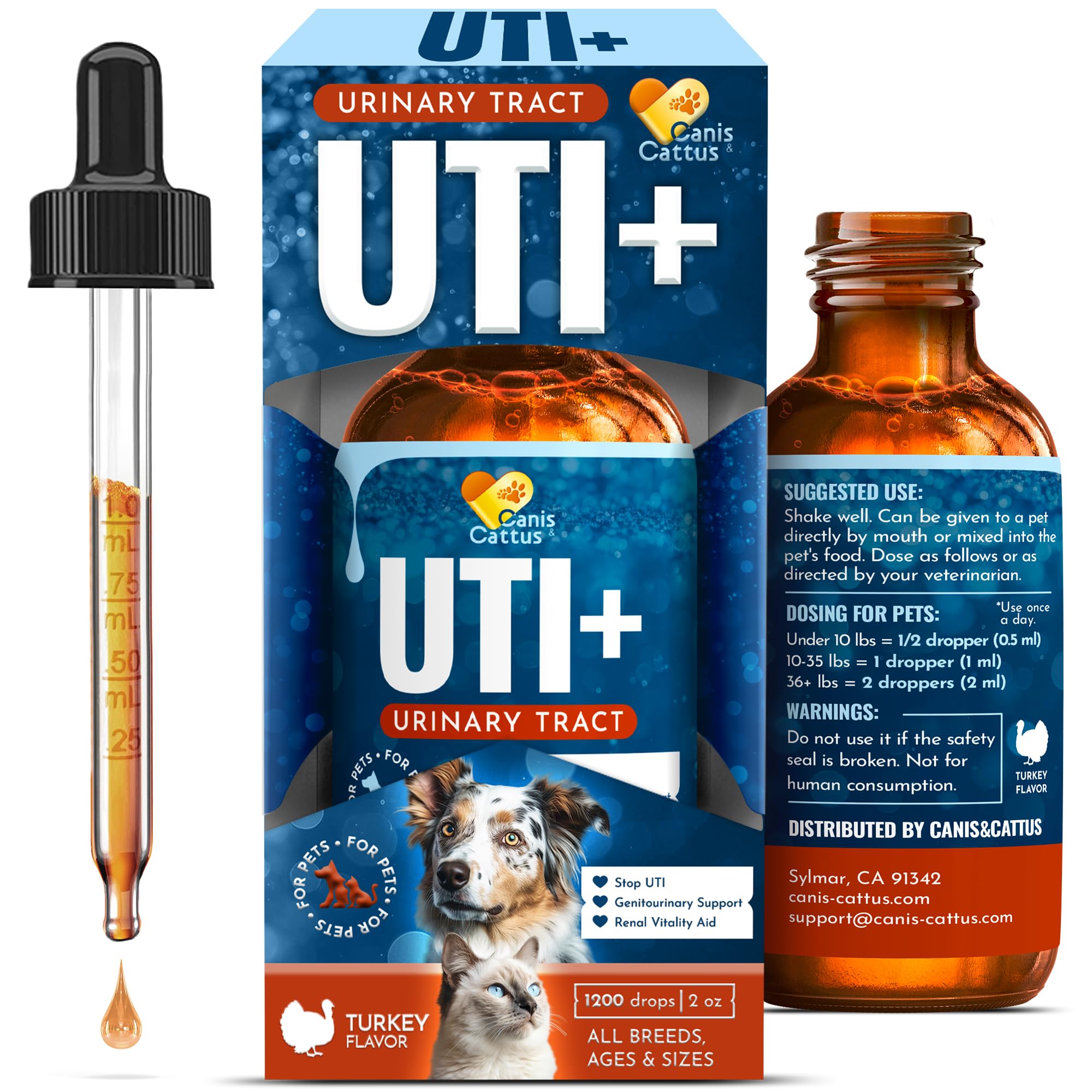 Cat & Dog UTI | Cat UTI | Bladder Support for Dogs | Cat Urinary Supplement | Dog Kidney Support | Kidney Support for Cats | UTI Dog | Echinacea Flavor | 1 Bottle x 2 Oz
