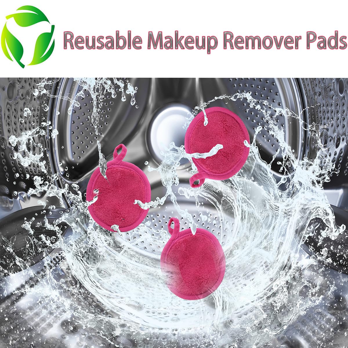 BloomSesame Reusable Makeup Remover Pads 16 Pack Microfiber Cleansing Facial Rounds Wipes Face, Eyes, Lips(3.5inch, grey)