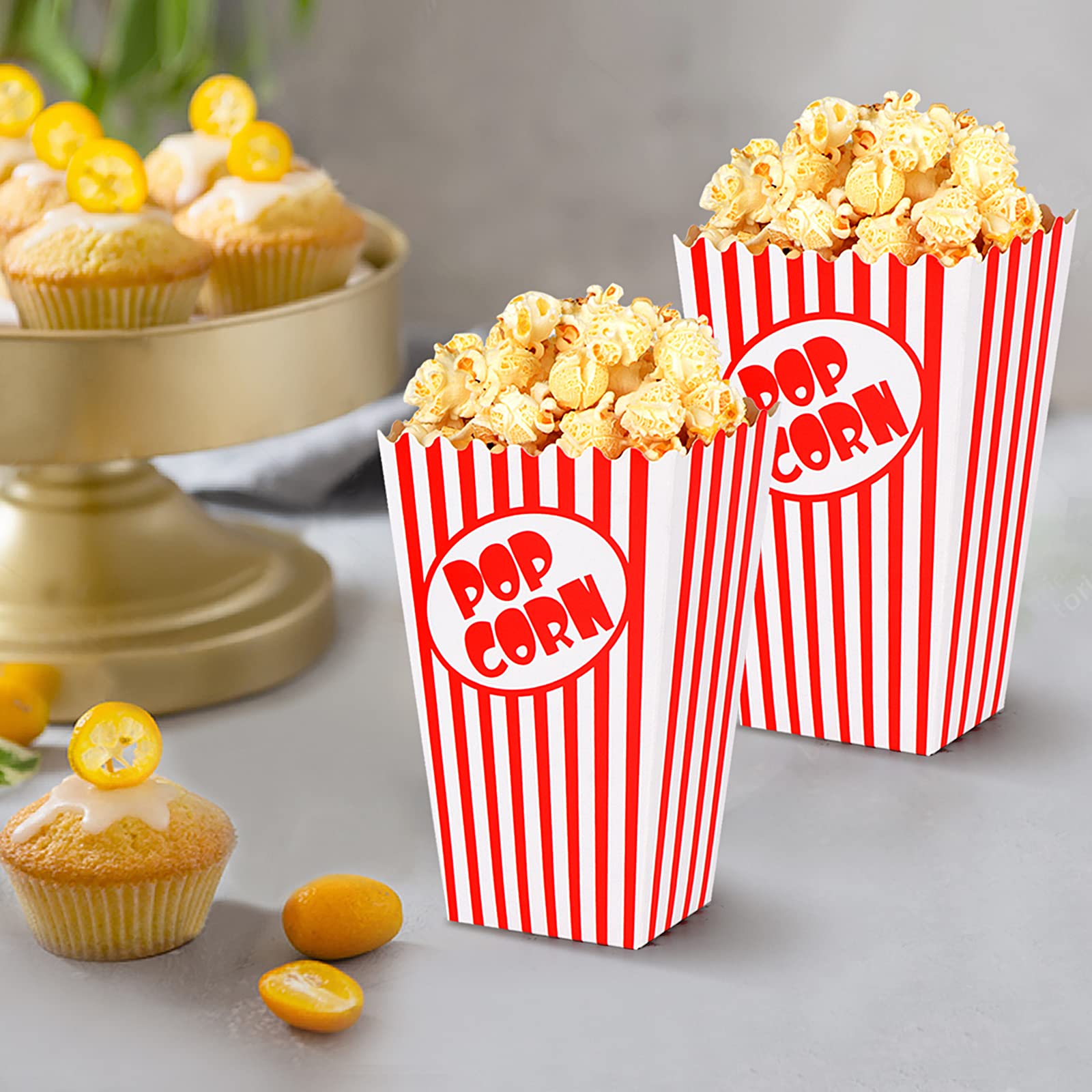 Zahaat 25 Mini Popcorn Boxes 5.5 Inches Tall Red and White Popcorn Bags Mini Pop Corn Buckets and Container for Movie Theater, Home, Carnival Party, Decorations
