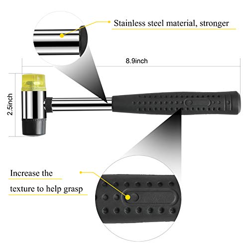 Marketty Gunsmithing Hammer with 4 Tips,Interchangeable Tool 25mm Dual Head Nylon Rubber Hammer