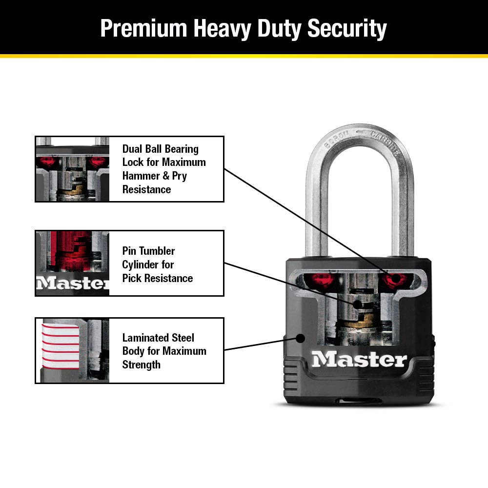 Master Lock 1-7/8 in. H x 1-3/16 in. W x 1-3/4 in. L Vinyl Covered Dual Ball Bearing Locking Padlock