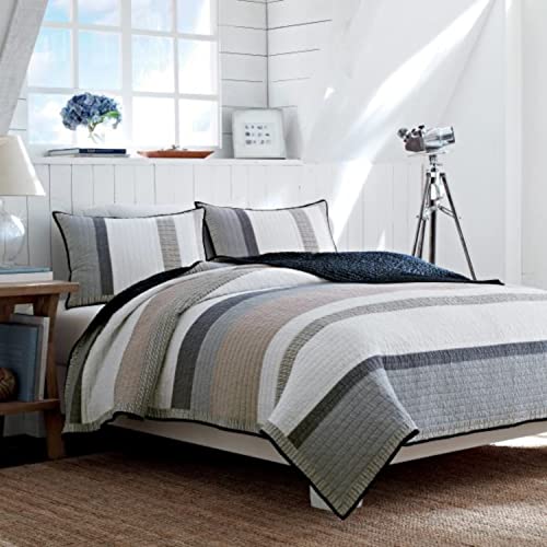 Nautica | Tideway Collection | Sham - 100% Cotton, Envelope Closure, Pre-Washed for Extra Comfort, Standard Sham, Slate Blue
