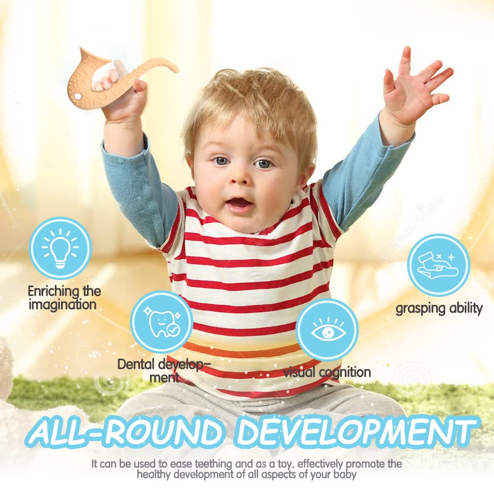 Baby Teething Toys for Babies 6-12 Months, Musical Instrument Set Baby Teether(Includes Anti-Drop Chain), BPA Free Silicone Teethers for Babies, Soft Baby Chew Toys for Soothe Baby's Sore Gums