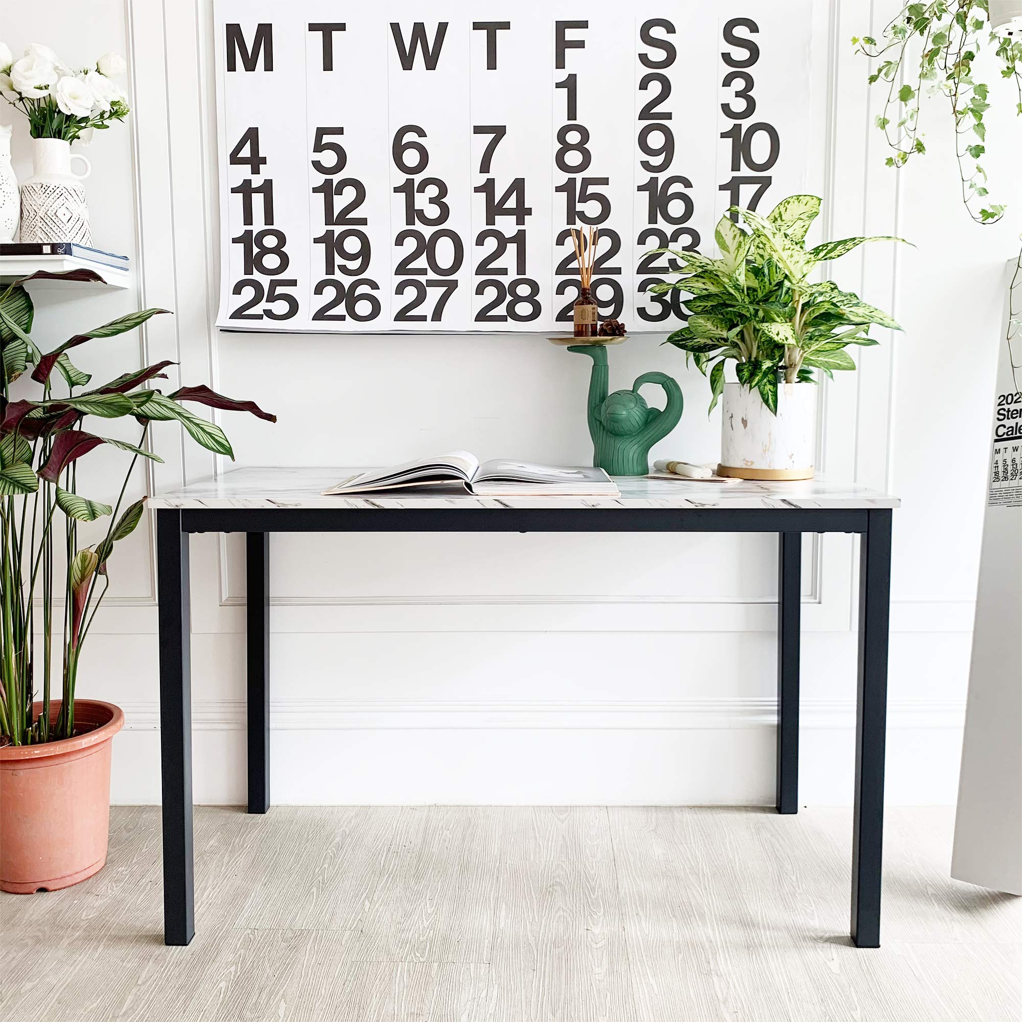 AWEHIRU Tilly Lin Faux Marble Writing Desk Computer Desk, Home Office Table, Sturdy and Elegant, 47.2" W