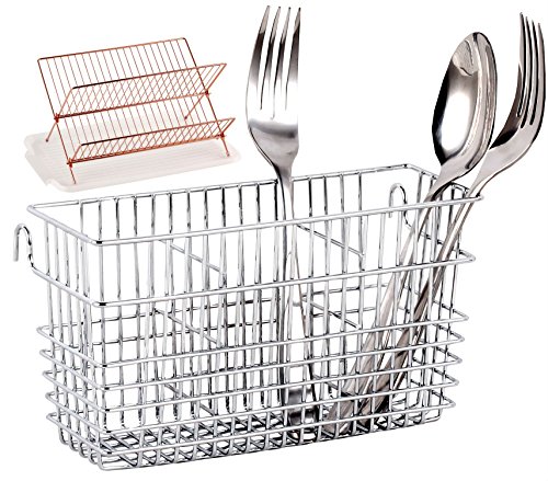 Neat-O Sturdy Chrome-Plated Steel Utensil Drying Rack Basket Holder (Chrome II)
