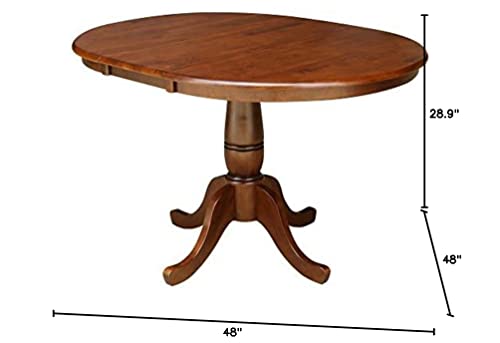 International Concepts Standard Height 36-Inch Round Extension Table with 12-Inch Leaf, Espresso