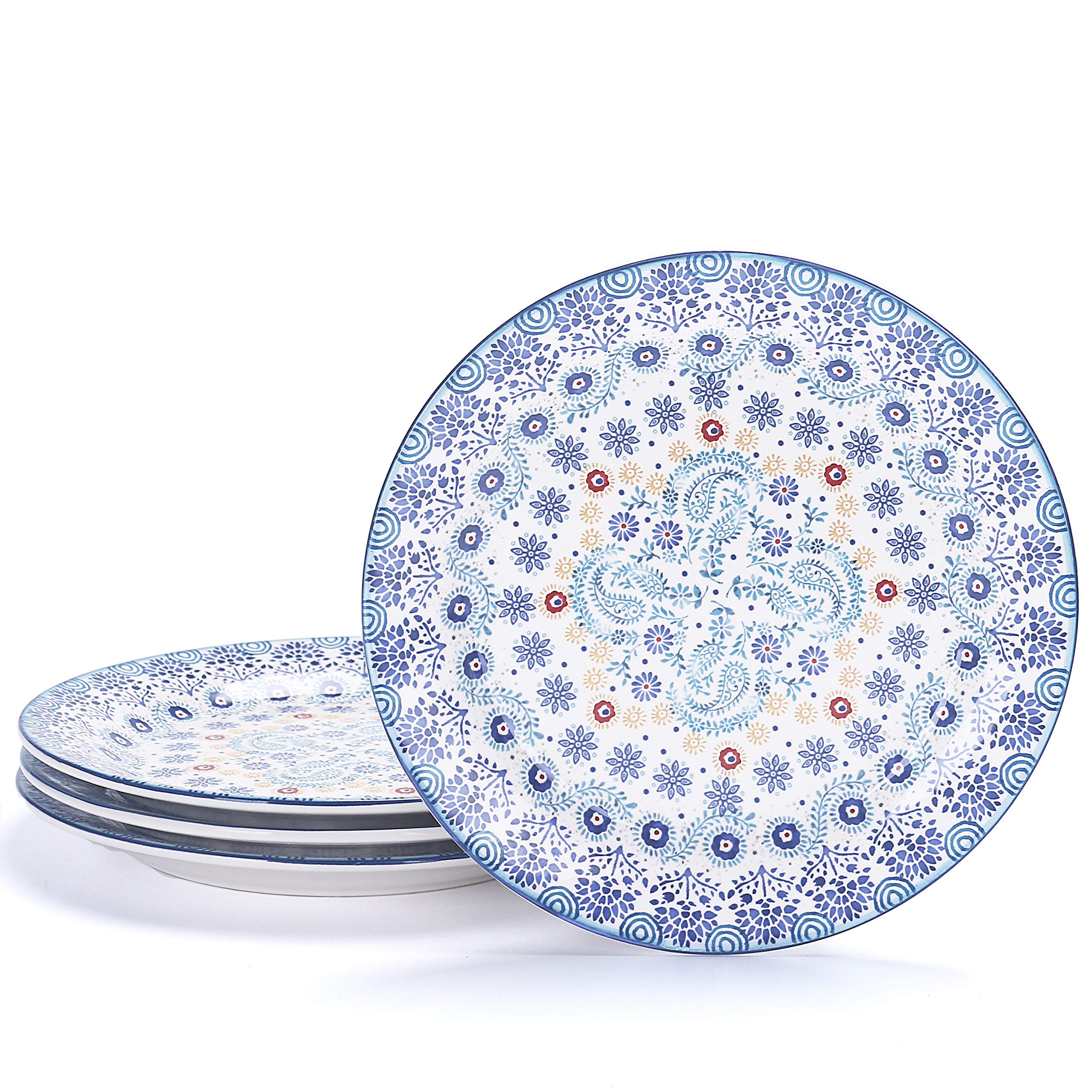 Bico Blue Talavera Salad Plates Set of 4, Ceramic, 8.75 inch, Microwave & Dishwasher Safe