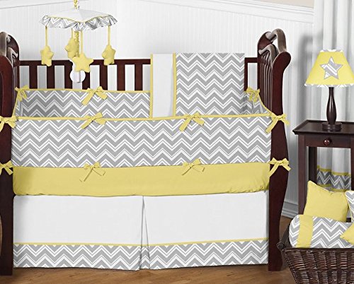 Sweet Jojo Designs Fitted Crib Sheet for Yellow and Gray Chevron Zig Zag Baby/Toddler Bedding - Yellow