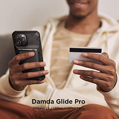 VRS DESIGN Damda Glide Pro Phone Case for iPhone 13, Sturdy Semi Auto Wallet [4 Cards] Case Compatible for iPhone 13 Case (2021) Black