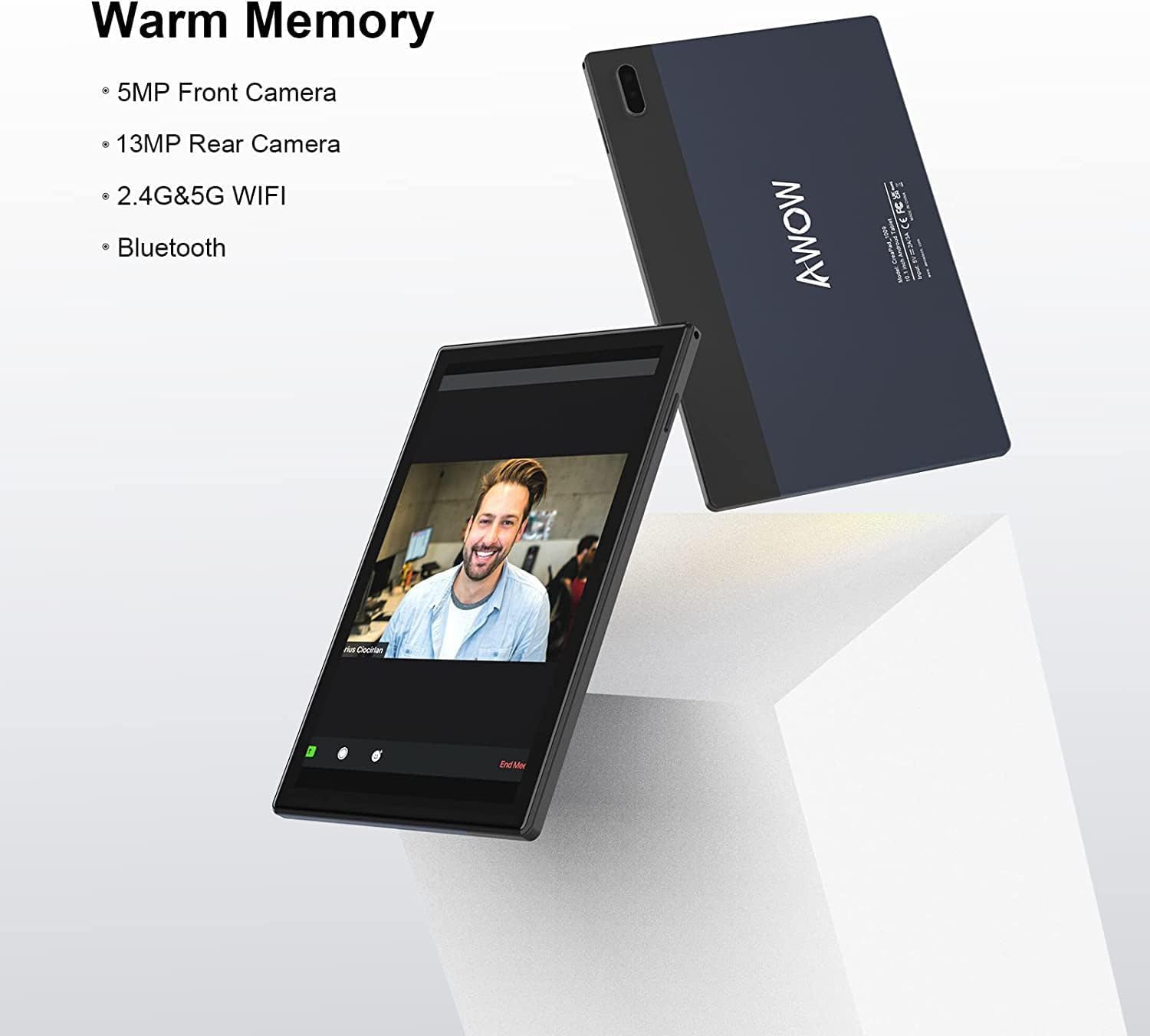AWOW Android 12 Tablet 10 inch Tablets PC, 2.0GHz 8Core, 4GB RAM,64GB ROM, 1280x800 IPS HD, Dual Camera, 2.4G&5G WiFi, 5000mAh, Dual Stereo Speakers, GPS, Google Mobile Service Certified