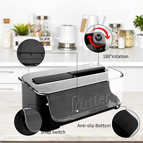 Butter Dish with Lid and Knife, Butter Container for Countertop, Butter Keeper for East West Coast Butter, Butter Keeper for Fridge(Black)