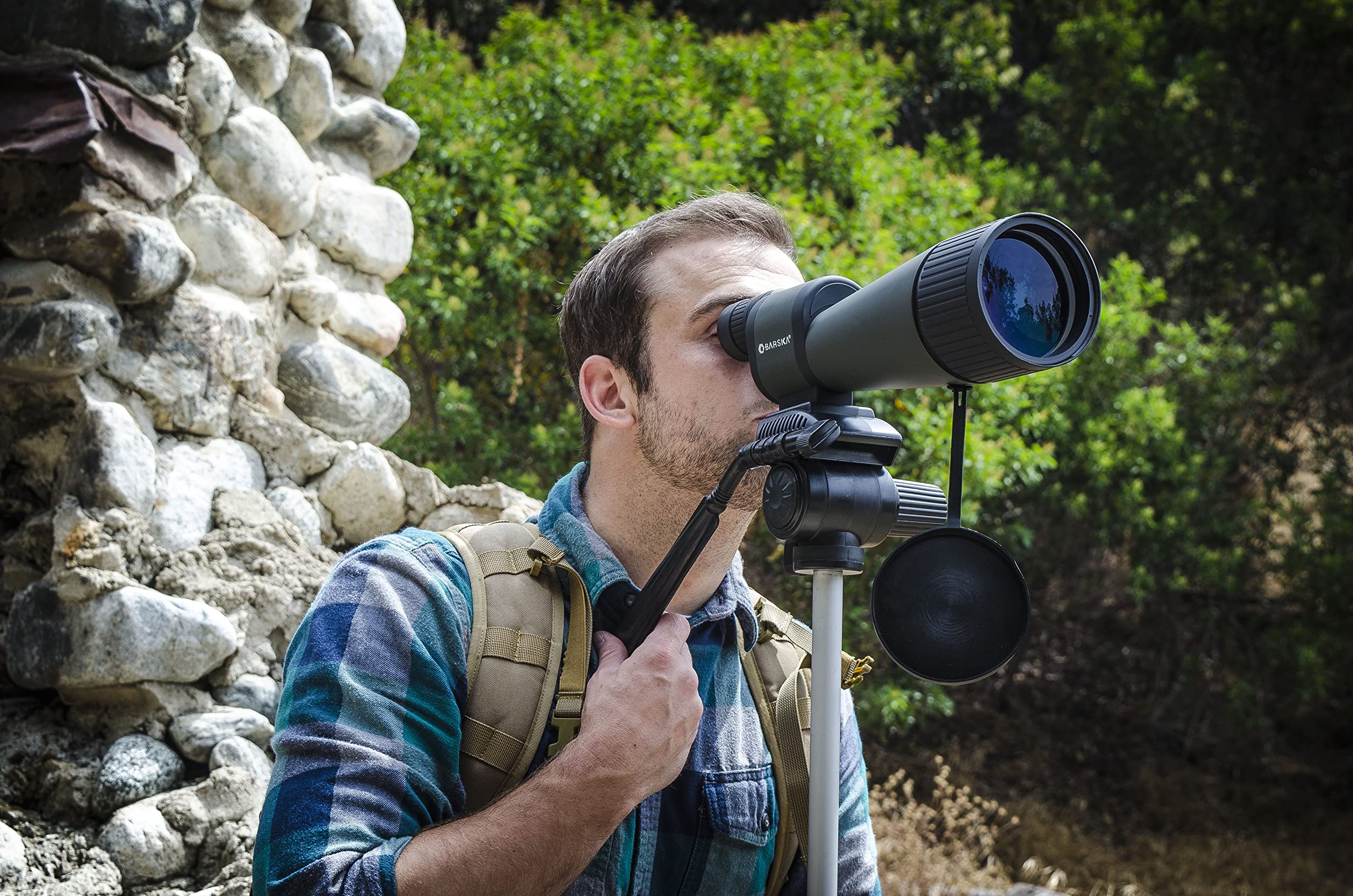 BARSKA Benchmark 25-125x88 Waterproof Straight Spotting Scope, Green/ Black