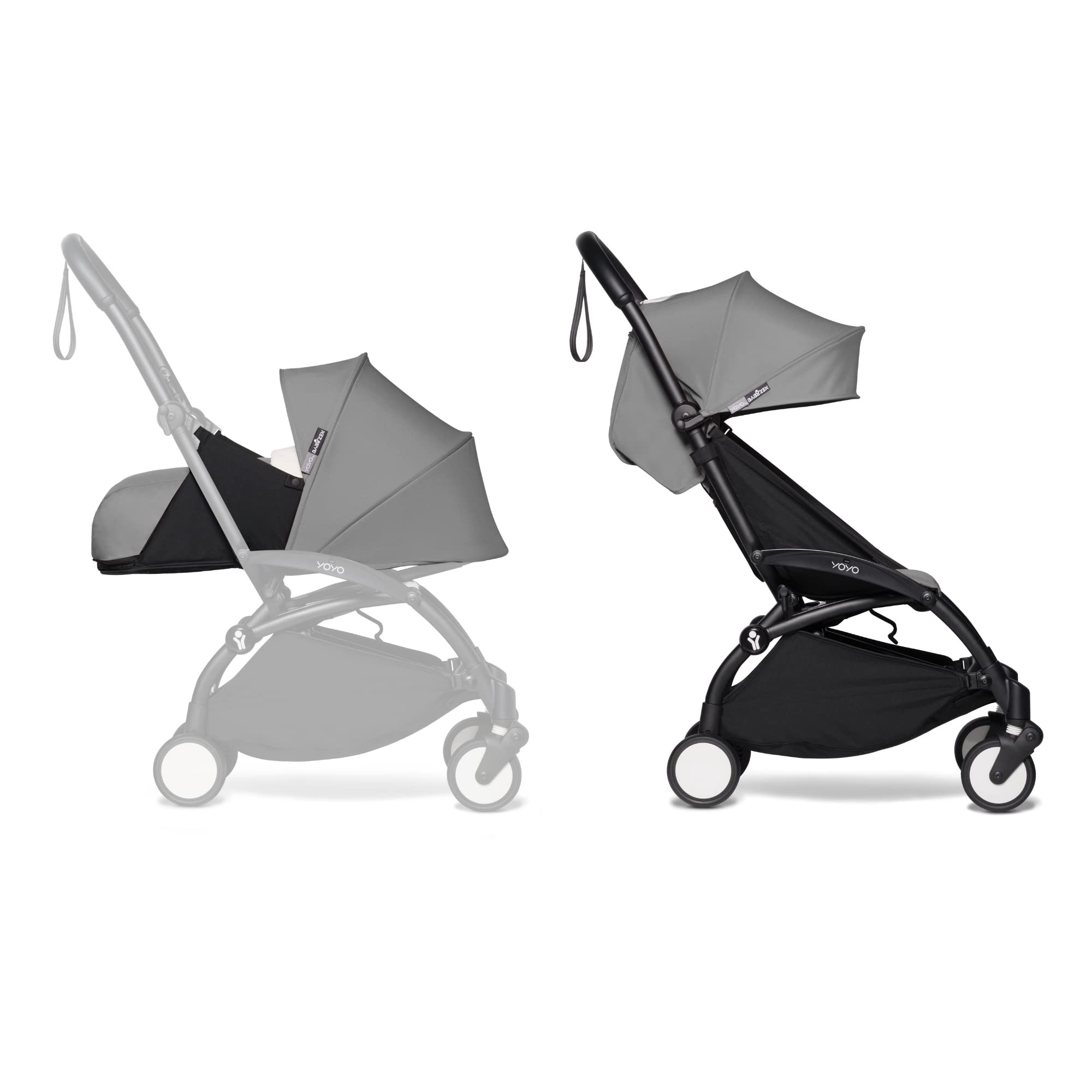 BABYZEN YOYO2 Stroller & 0+ Newborn Pack - Includes Black Frame, Grey 6+ Color Pack & Grey 0+ Newborn Pack - Suitable for Children Up to 48.5 Pounds