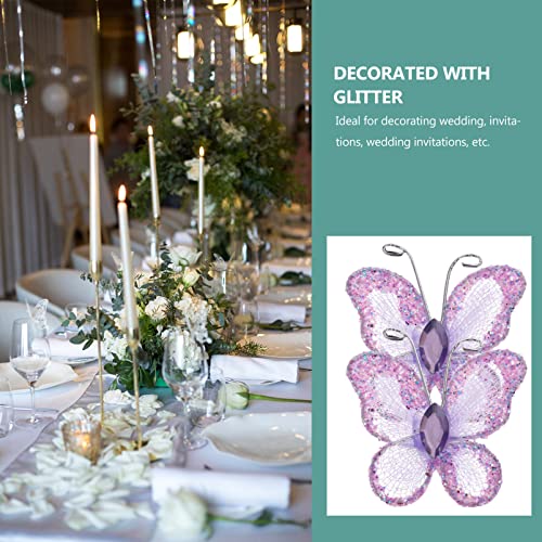 Sheer Mesh Wire Glitter Butterfly, Wedding Decorative Butterflies Decors with Gem, Craft Organza Butterflies for DIY Craft Wedding Home Decor, 50pcs