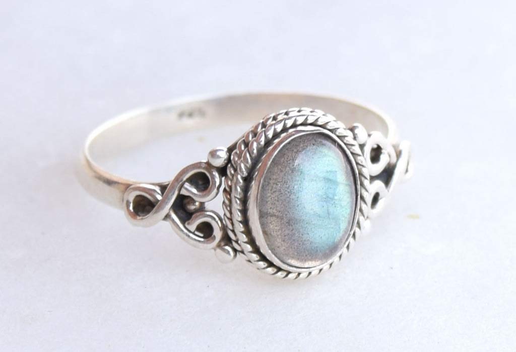 Labradorite Stone Ring 925 Sterling Silver Statement Ring For Women Handmade Rings Gemstone Christmas Promise Ring Size US 9 Gift For Her