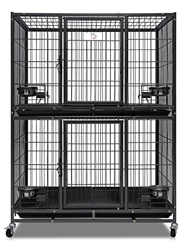 New 37" Homey Pet Two Tier Pet Dog Cat Cage with Feeding Door and Bowls