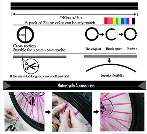 Aura Naturel Bicycle Spoke Skins Wraps BMX MTB Kids Road Mountain Bike Colorful Wheel Decoration-72 Pcs