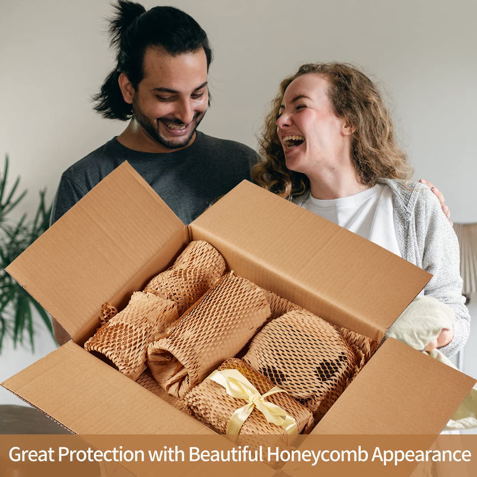 Bartlett Honeycomb Packing Paper for Shipping Recyclable Cushioning Wrap Roll 12"x164' Eco Friendly Perforated Wrapping Paper Protective Kraft Moving Suppliers for Packaging