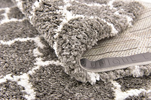 Unique Loom Rabat Shag Collection Area Rug - Marble (5' 1" x 8' Rectangle, Gray/ Ivory)
