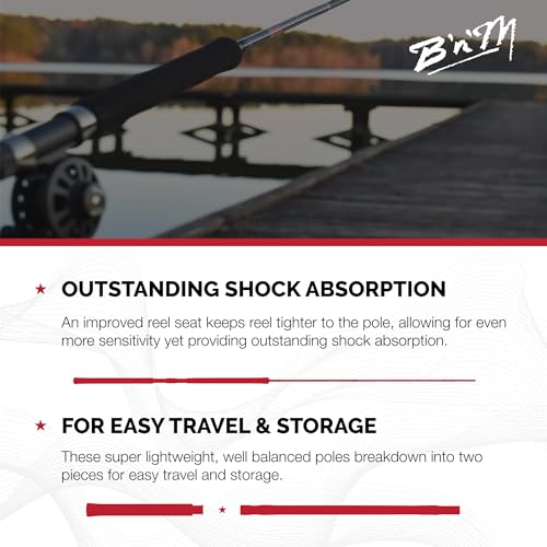 B'n'M Poles - Buck's Best Ultra-Lite Jig Pole Bottom Reel Seat, 10 Foot (2 Sections)