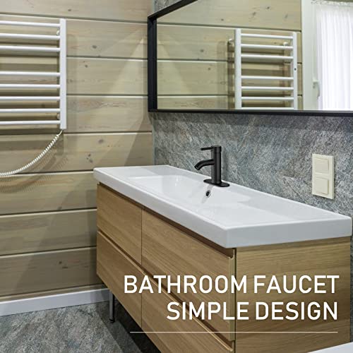 Black Bathroom Faucet Single Handle Bathroom Sink Faucet with Pop-up Drain Rv Lavatory Vessel Faucet Basin Mixer Tap with Deck Plate