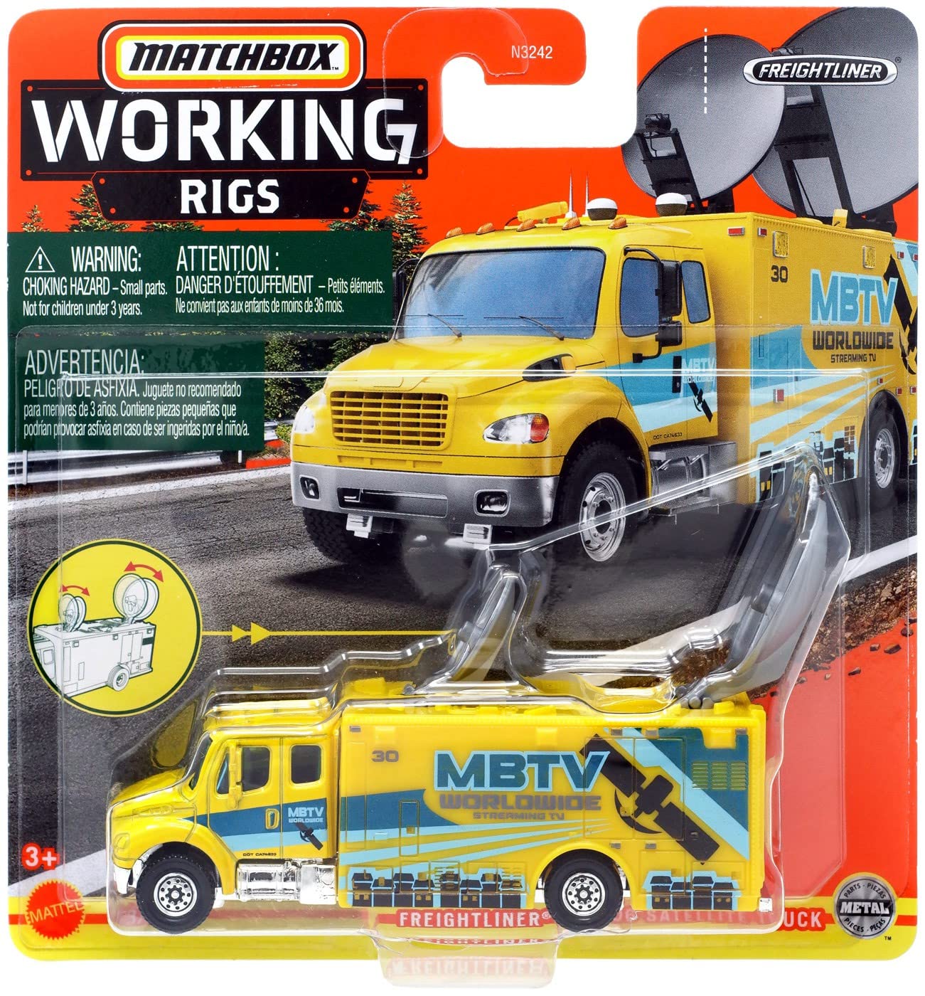 Matchbox Freightliner M2 106 Satellite Truck, [Yellow] Working Rigs 13/16