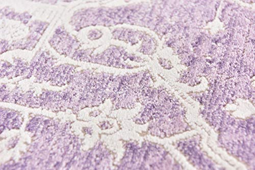Unique Loom Traditional Classic Intricate Design Distressed Vintage Detail, Area Rug, 4 ft x 6 ft, Purple/Ivory