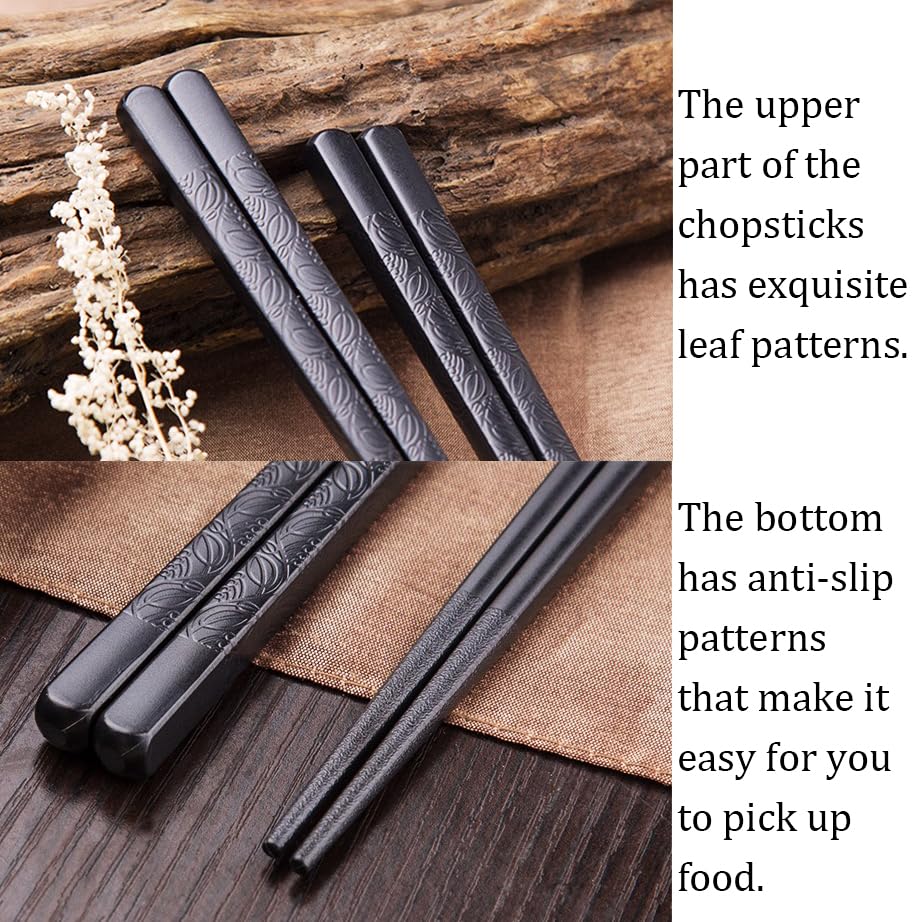 Chopsticks Reusable Fiberglass Chopsticks with Holder Chinese Japanese Gift Set Chopsticks Set Dishwasher Safe Alloy Chopsticks + Ceramic Cute Panda Chopstick Rest (2 Pairs - Panda)