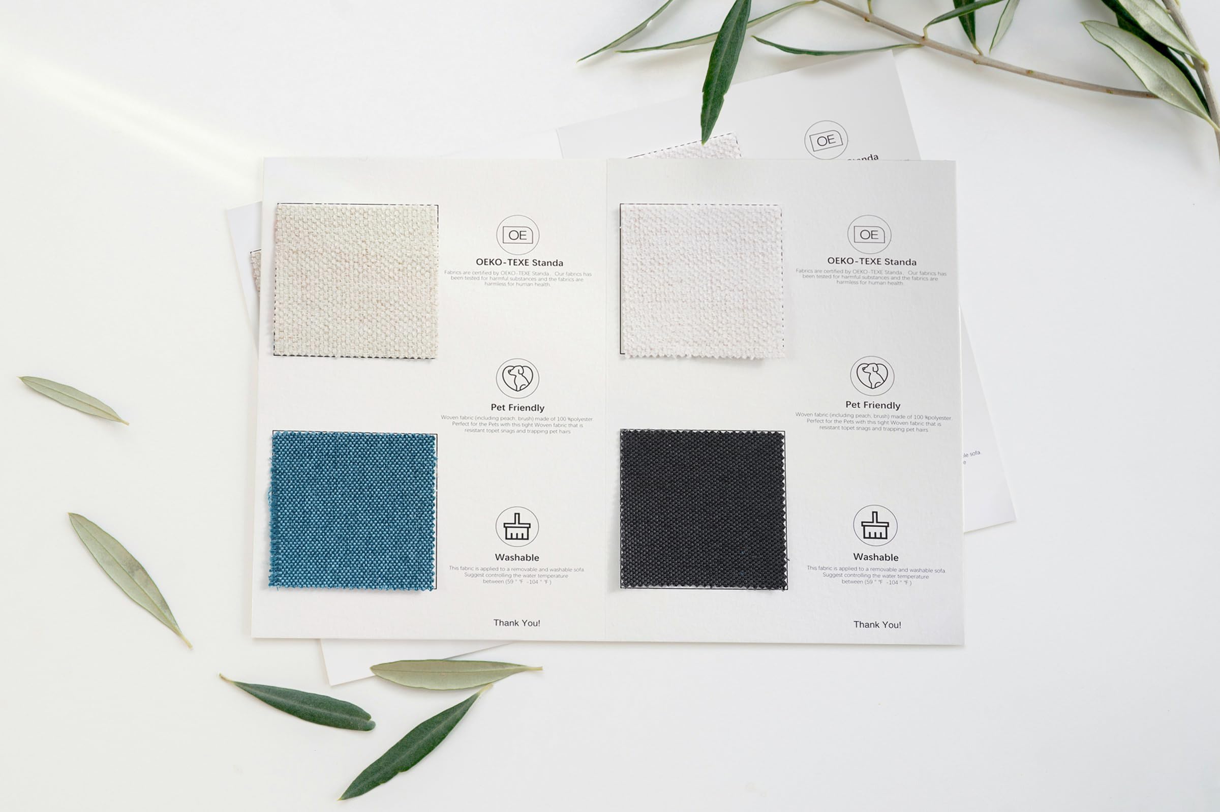EASE MOOSE Linen Fabric Swatch Kit Modular Sofa Sectional Couch with Storage, Beige, Off-White, Grey, Blue, 4 Colors Linen Fabric Swatch