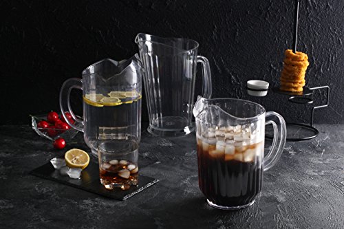 New Star 46229 Polycarbonate Plastic Restaurant Water Pitcher with 3 Spouts, 60-Ounce, Clear