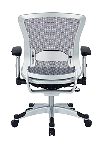 Space Seating 317 Series Executive Light Air Grid Office Chair with Breathable Mesh Back, Lumbar Support, 2-to-1 Synchro Tilt Control and Adjustable Tension, Platinum Finish