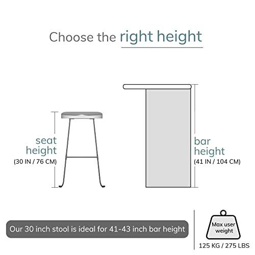 MH London White Bar Stool - Exclusively Designed Hand Crafted Barstools Solid Wood Counter Height Bar Stools - Contemporary Design for Backless Wooden Bar Chair for Kitchen Counter