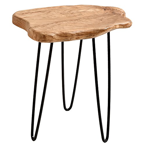 WELLAND Natural Edge End Table, Wood Side Table, Nightstand, Plant Stand 20.5" Tall,Unique Desktop