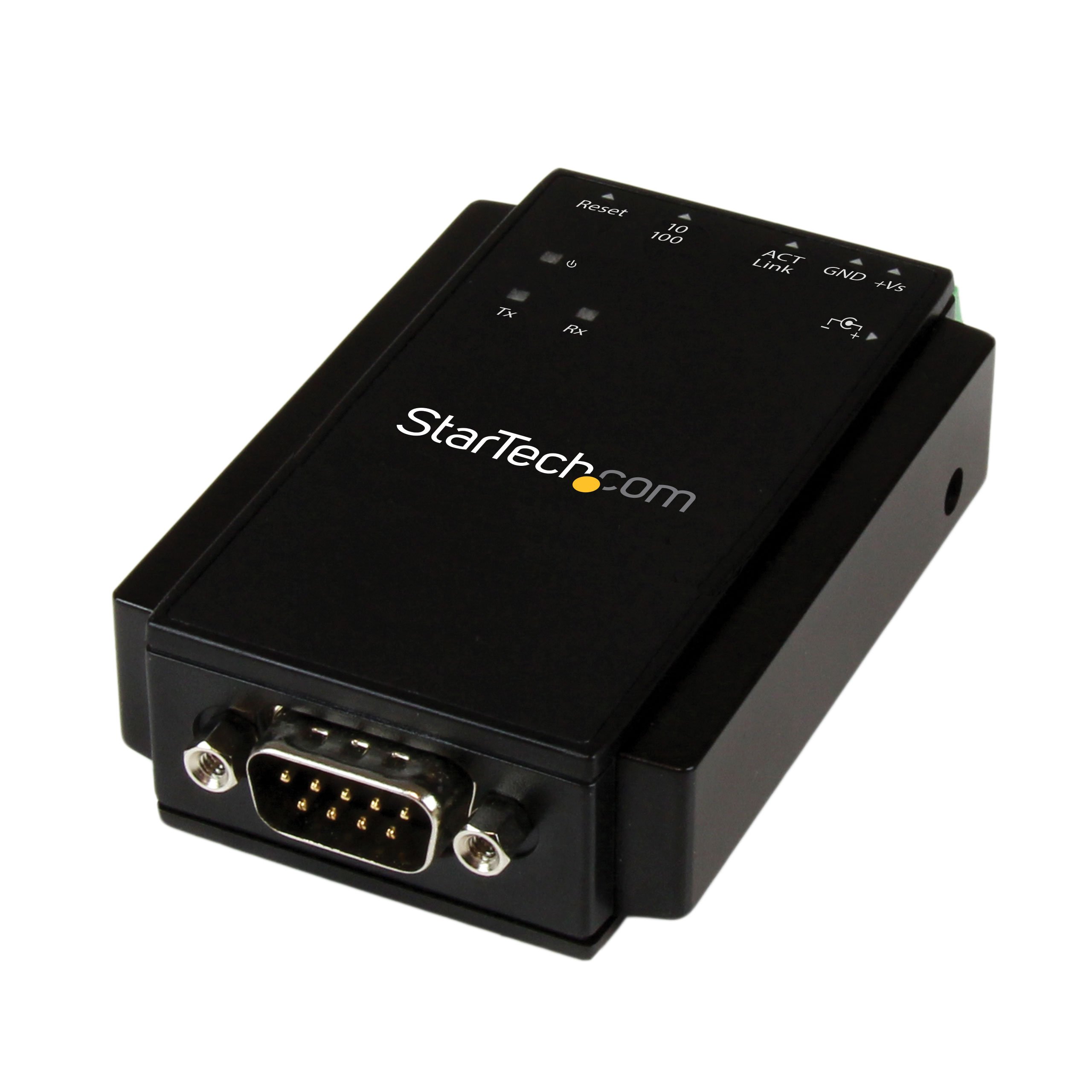 StarTech.com 1 Port RS-232 Serial to IP Ethernet Device Server - DIN Rail Mountable - Serial Device Server - Serial Over IP Device Server (NETRS232), Black