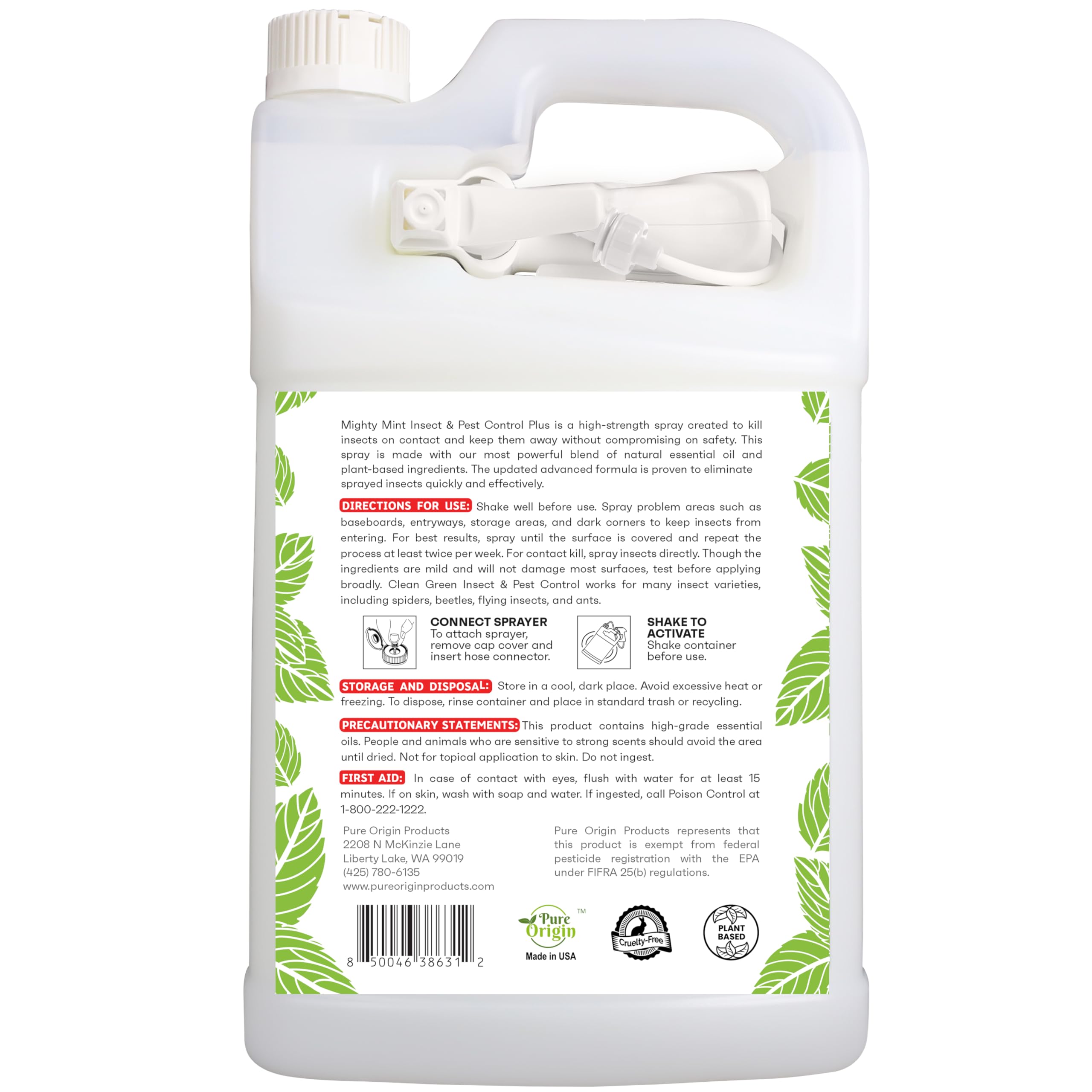 Mighty Mint Insect & Pest Control Plus β Natural Mint Oil Insect Killer Spray, 1 Gallon