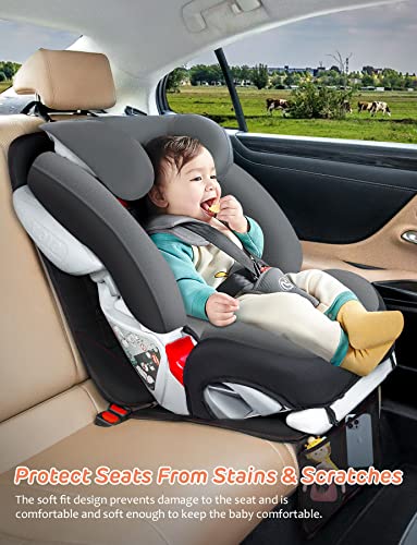 Sinvitron Car Seat Protector, 2Pack Seats Protector with Leather and Fabric Padding, Non-Slip Backing with Mesh Pockets, Waterproof seat Protectors for Vehicles Baby Pets