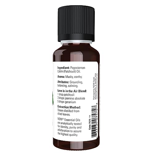 NOW Foods Essential Oils, Patchouli Oil, Earthy Aromatherapy Scent, Steam Distilled, 100% Pure, Vegan, Child Resistant Cap, 1-Ounce