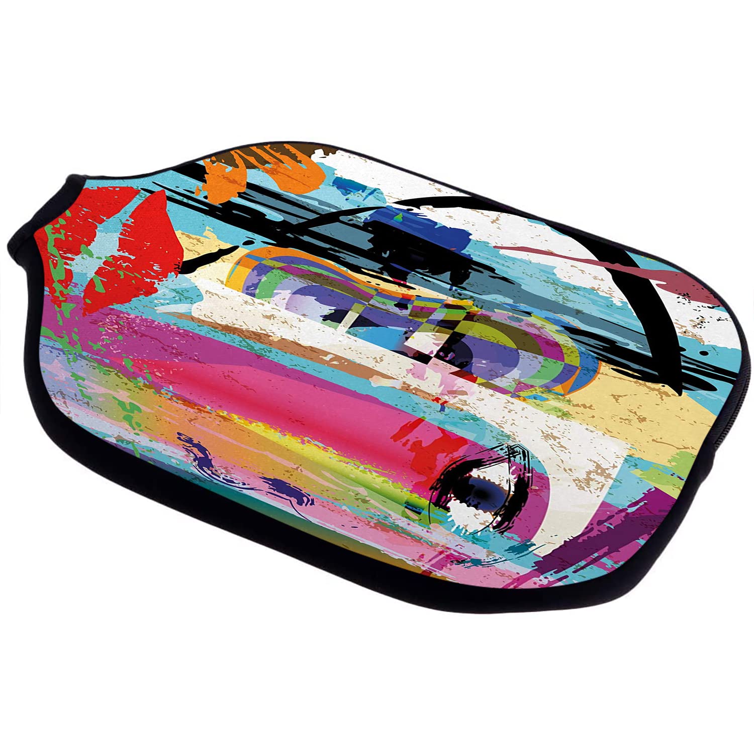Art Printed Pickleball Paddle Cover, Paint Kiss Graffiti Creative Theme Padded Pickleball Protection Neoprene Cover Paddle Case Racket Cover Holder Sleeve Case Protector, Fits Most Paddle/Racket
