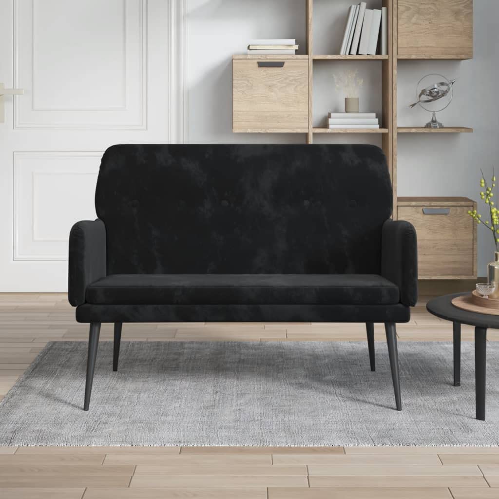 vidaXL Loveseat, Accent Velvet Upholstered Loveseat with Armrests, Modern Couch Bench for Dining Room Living Room Bedroom, Black Velvet