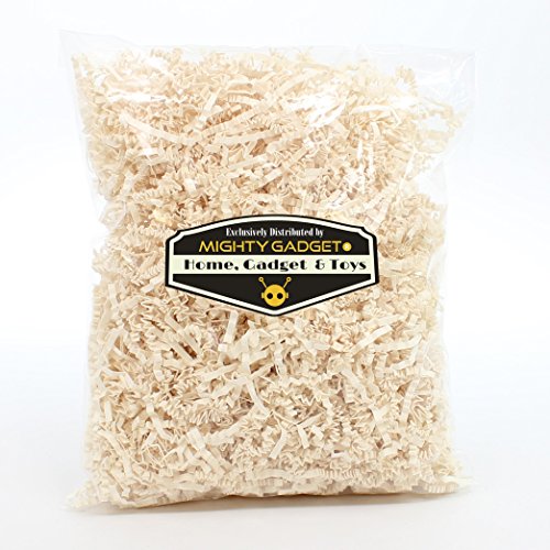 Mighty Gadget 1/2 LB Light Ivory Crinkle Cut Paper Shred Filler for Gift Wrapping & Basket Filling