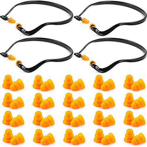 Banded Ear Plugs Hearing Bands Silicone Band Earplugs and Replacement Ear Buds Shooting Ear Plugs for Noise, Sleeping, Studying and Construction (48)