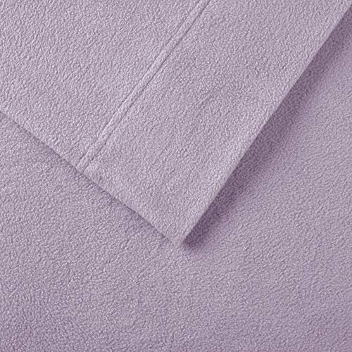 Sleep Philosophy True North Micro Fleece Bed Sheet Set, Warm, Sheets with 14" Deep Pocket, for Cold Season Cozy Sheet-Set, Matching Pillow Case, King, Lavender, 4 Piece