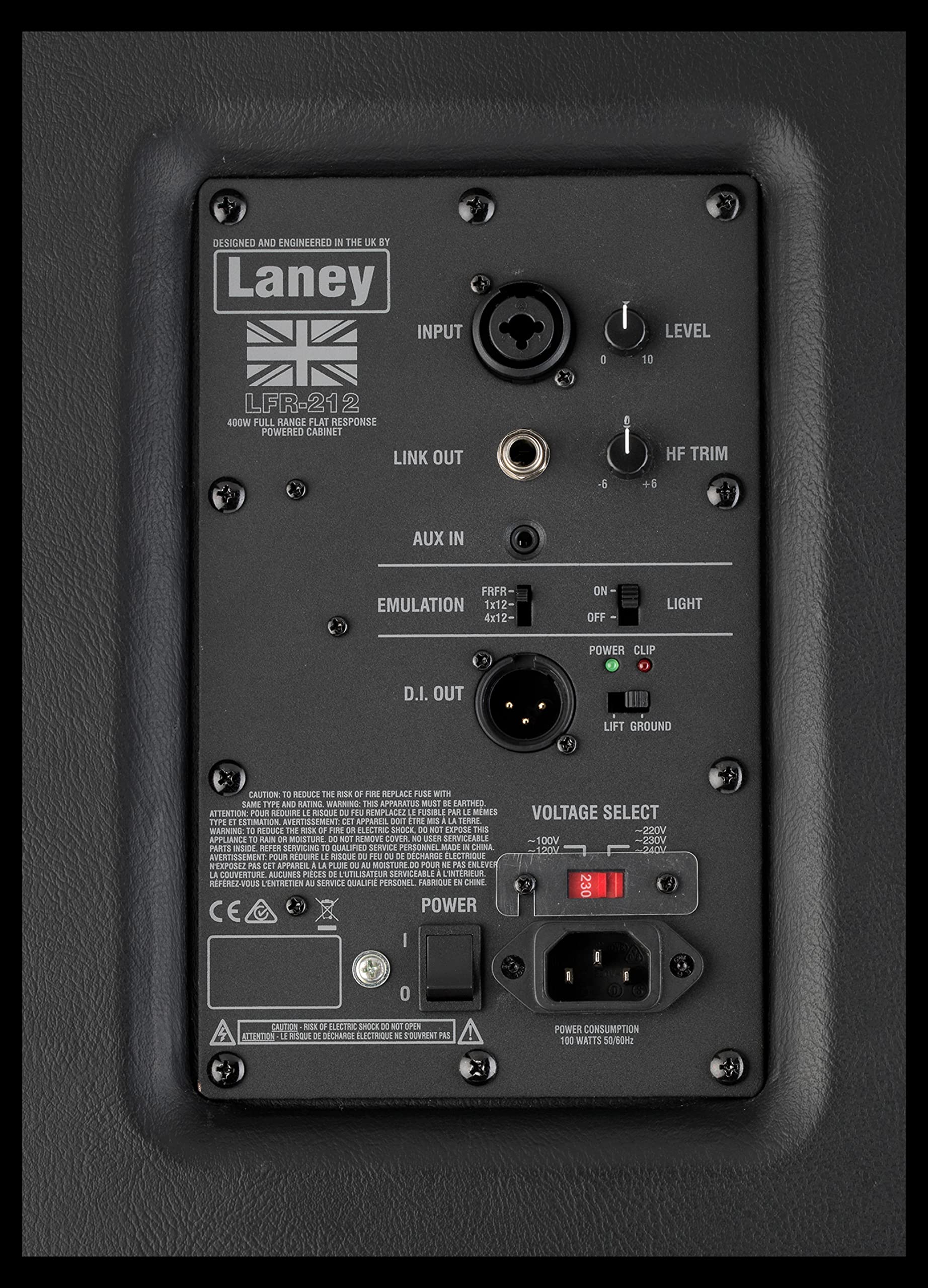 Laney LFR-212 Active Guitar Cabinet 800W 2x12 Inch Woofers Plus Horn, Black
